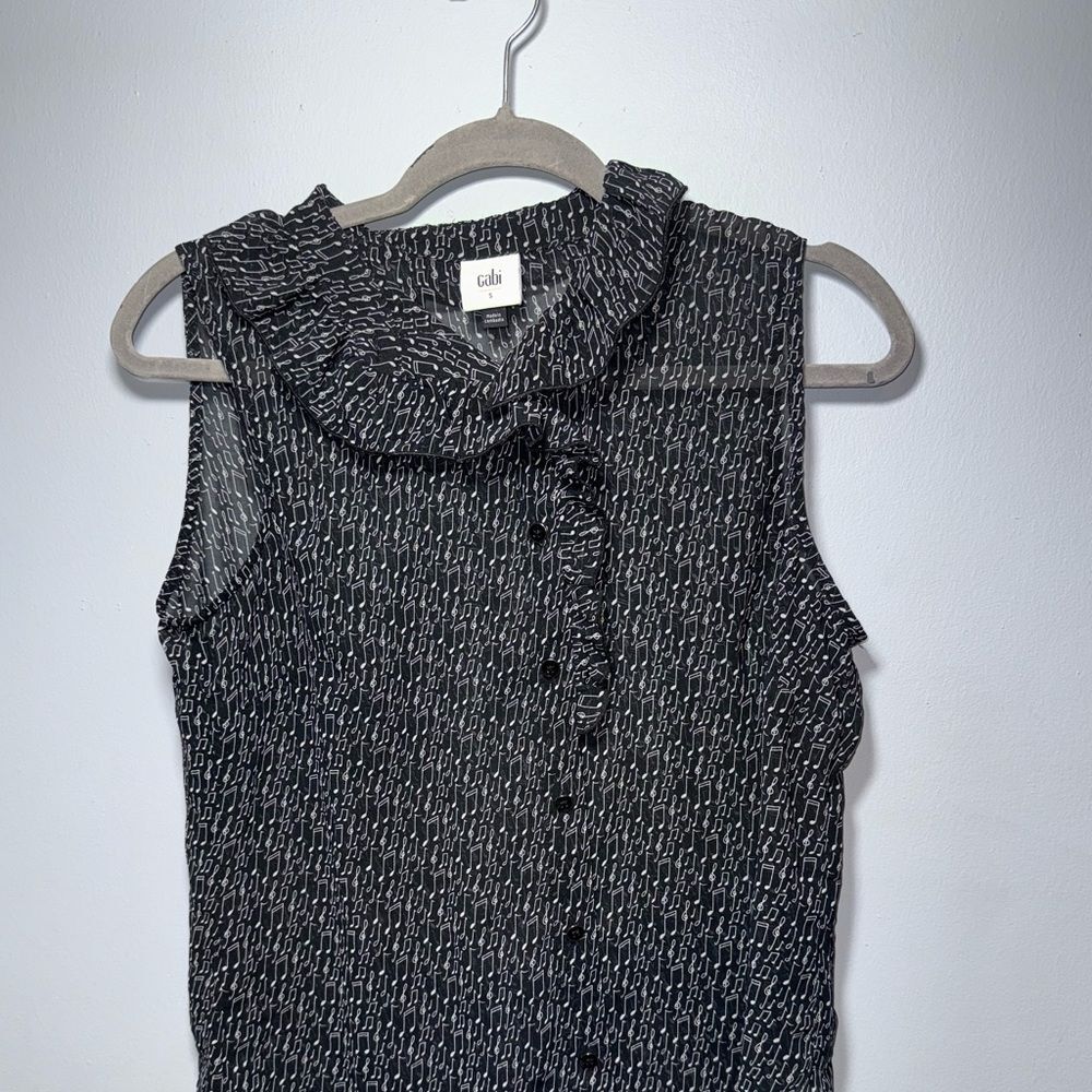Cabi Sing Along Music Notes Sheer Button Down Top Siz… - Gem